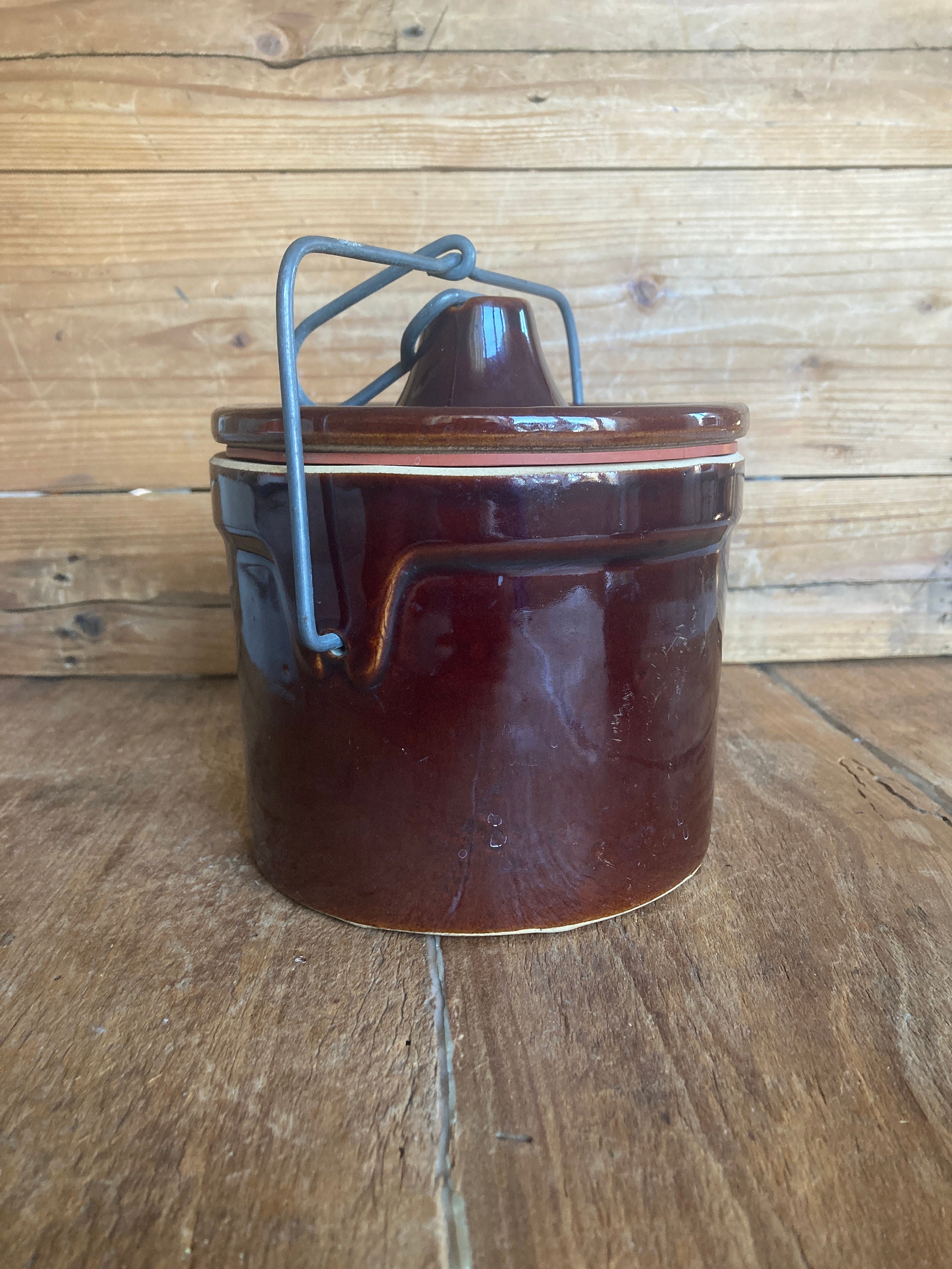 Vintage Brown Crock Container USA - Etsy