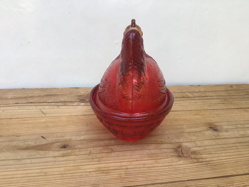 Vintage Amberina Ruby Red Hen on A Nest - Etsy