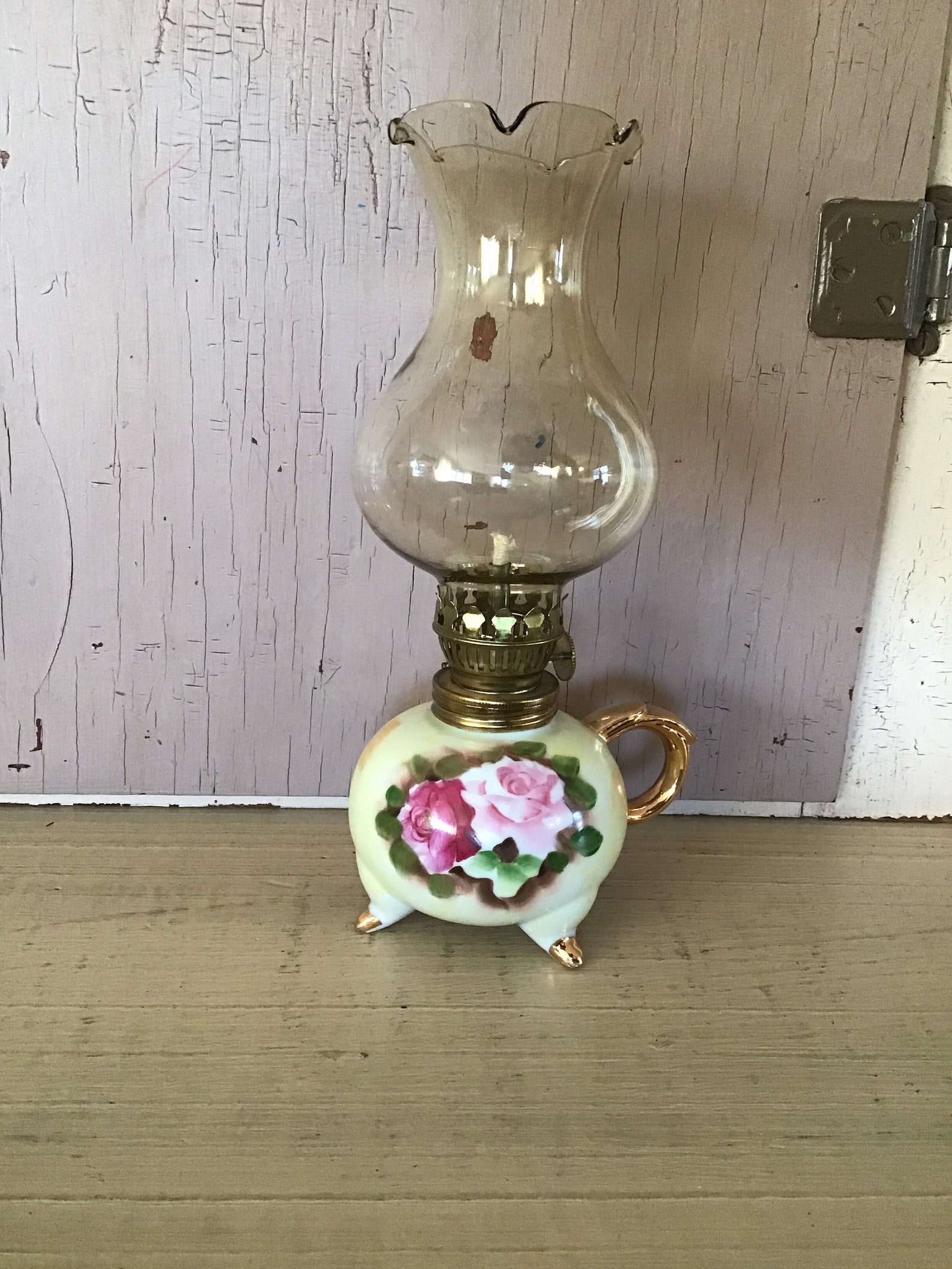 Vintage Enesco Japan Oil Lamp, Floral 8 1/2” Floral Lamp - Etsy