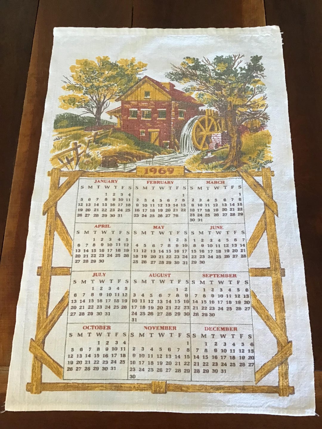 Vintage 1969 Printed Calendar Kitchen Towels - Etsy