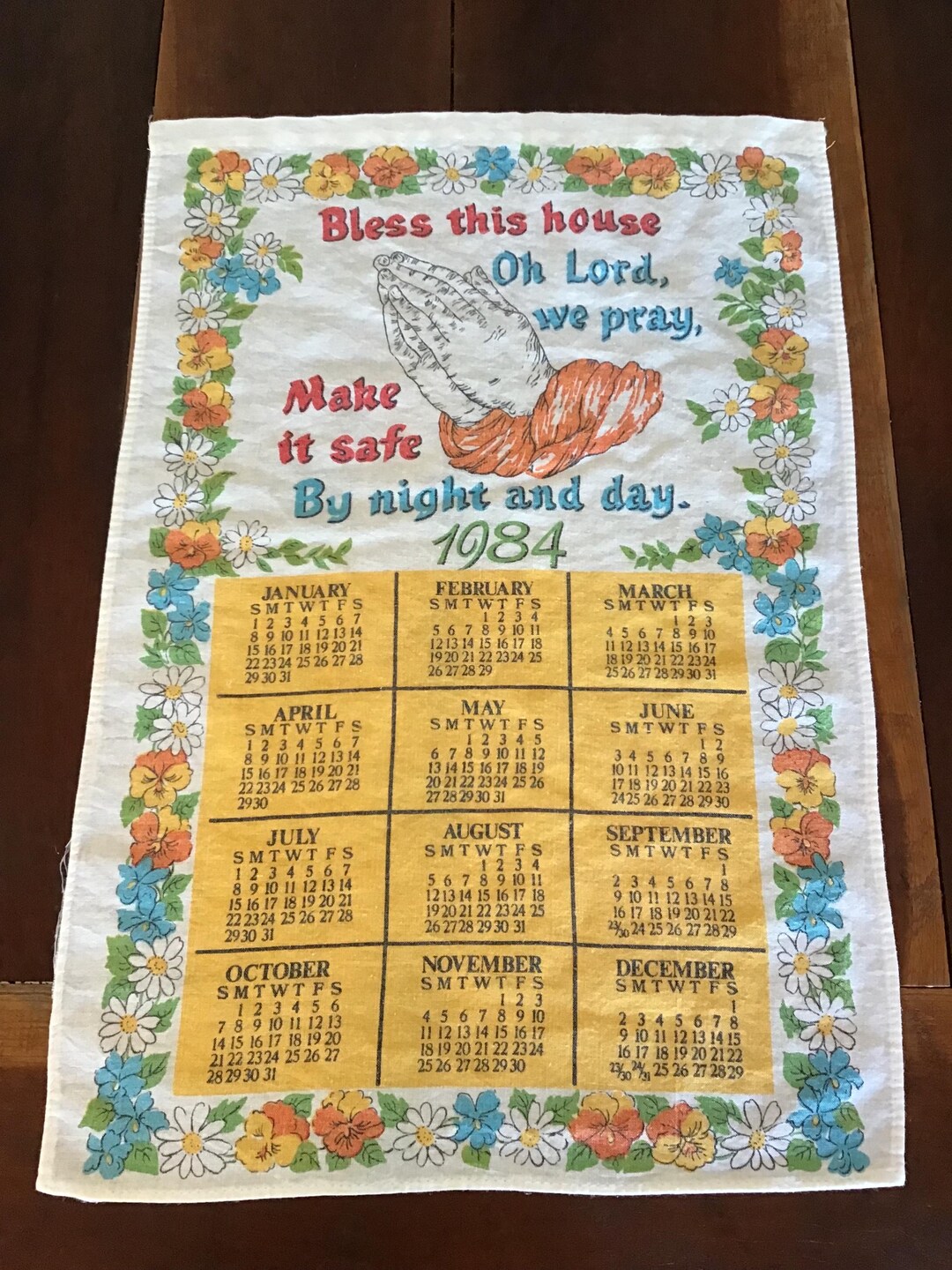 Vintage 1984 Calendar Kitchen Towel - Etsy