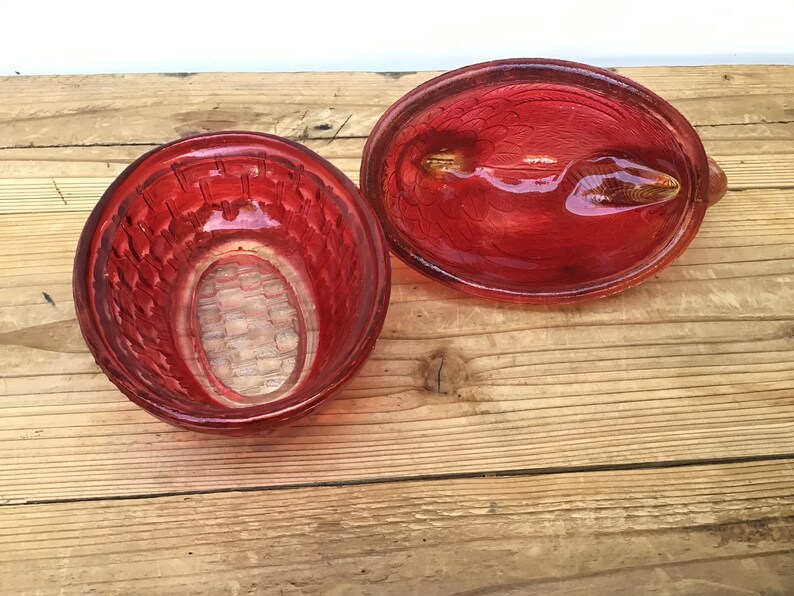 Vintage Amberina Ruby Red Hen on A Nest - Etsy