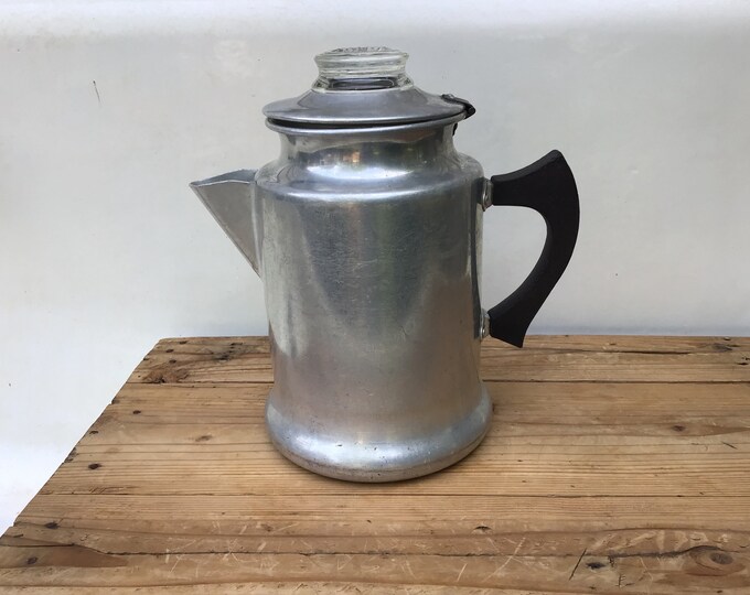 Vintage Coffee Pot Percolator Aluminum- Stovetop Camp Fire Percolator S ...