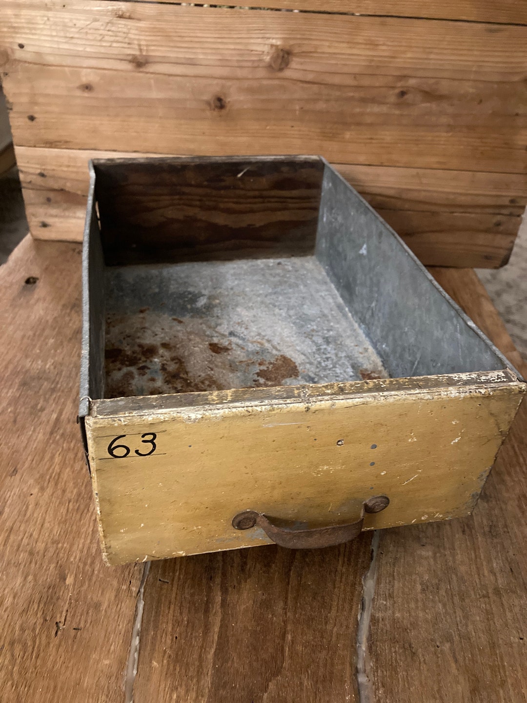 Antique Wood Drawer With Galvanized Metal Sides and Bottom - Etsy