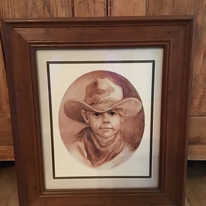 Vintage Vel Miller Little Cowboy Print Large Size. Framed. - Etsy
