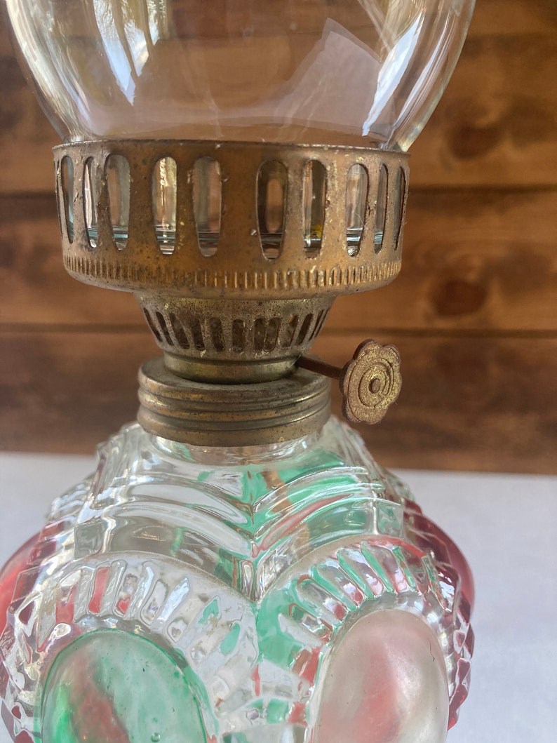 Vintage Glass Oil Lamp 12 Tall - Etsy