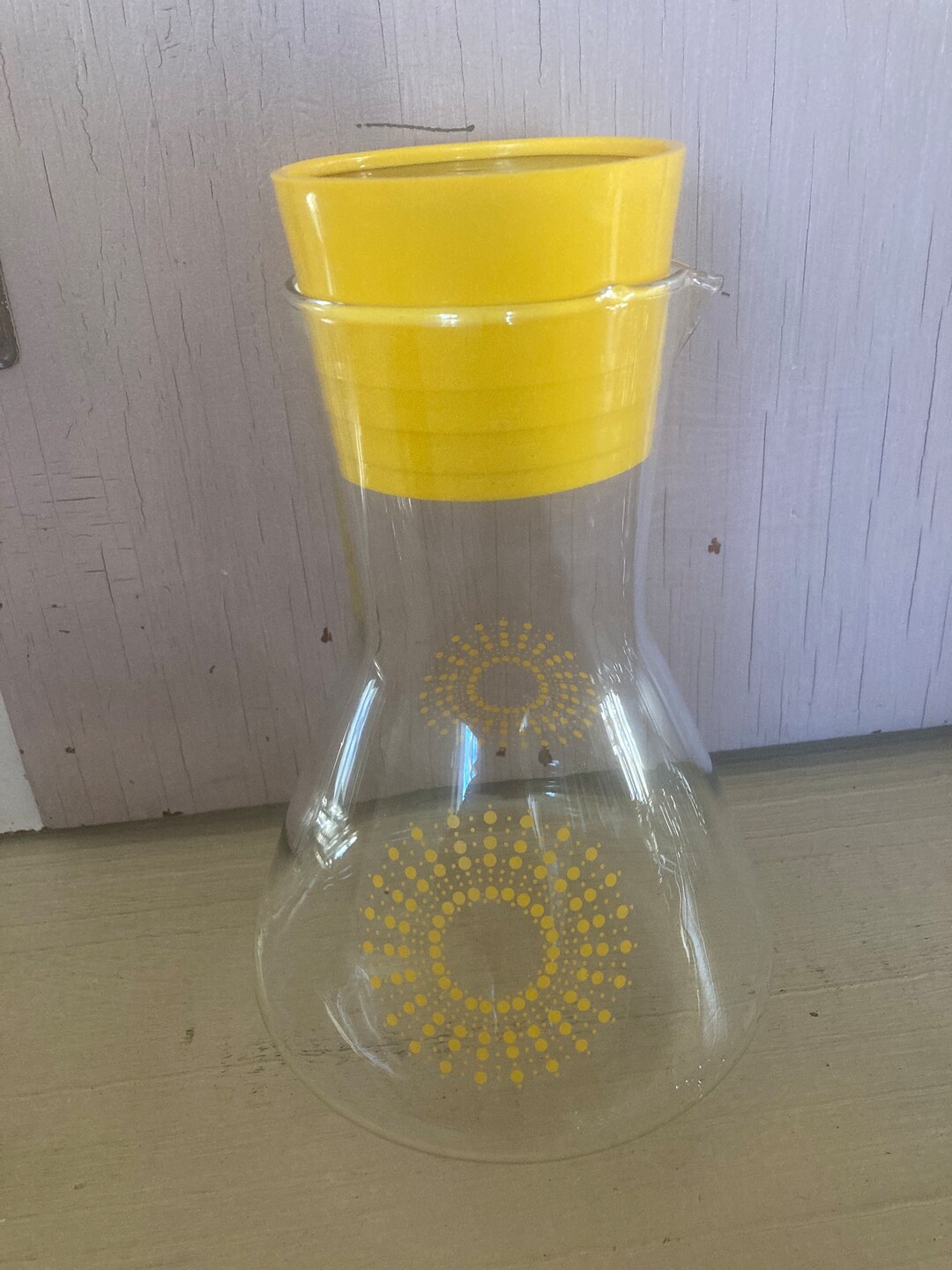 Vintage Atomic Sunburst Yellow Pyrex Glass Water/juice Carafe With Lid ...