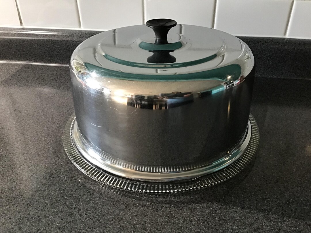 Vintage Covered Stainless Steel Cake Plate - Etsy