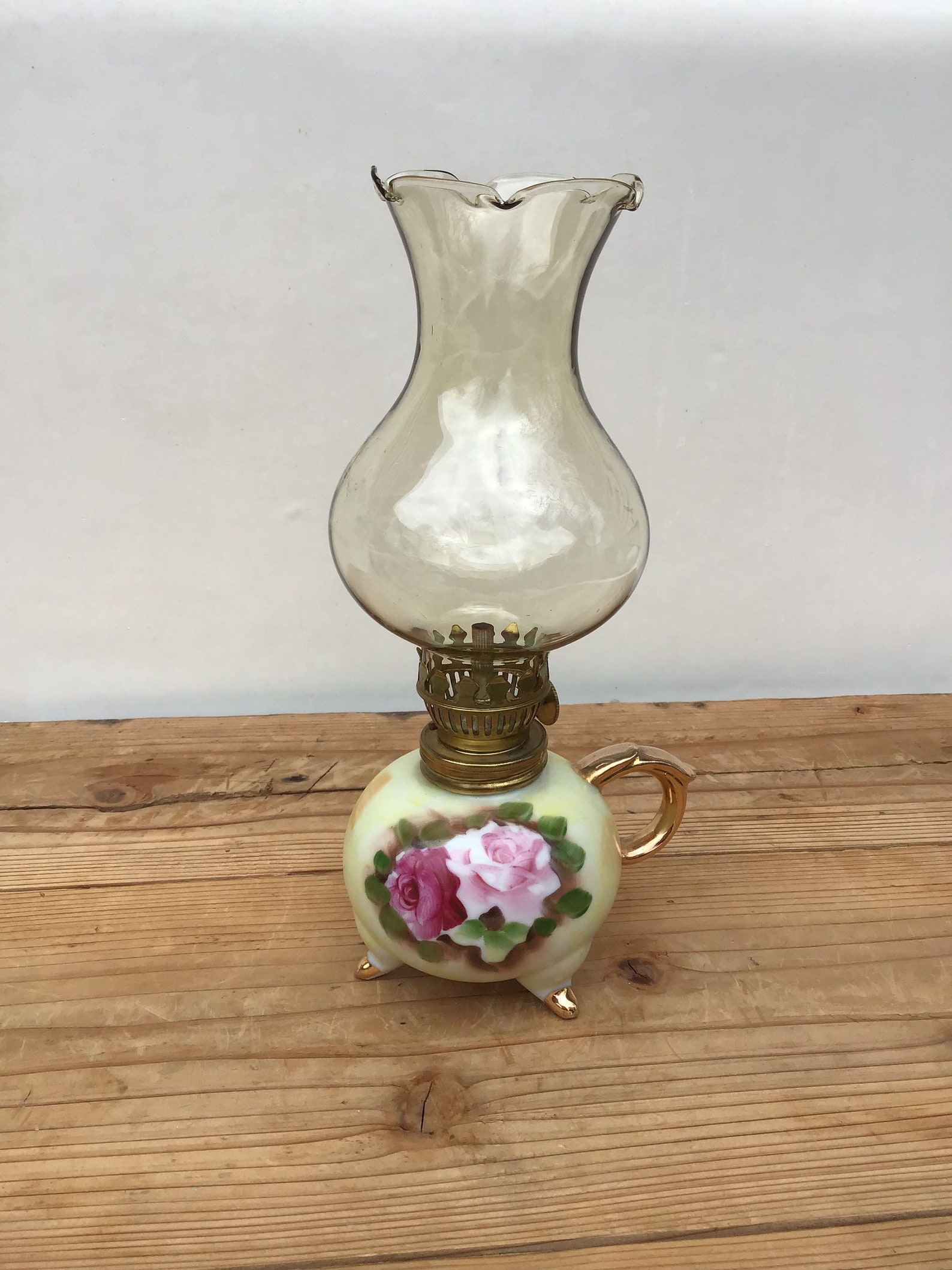 Vintage Enesco Japan Oil Lamp, Floral 8 1/2” Floral Lamp - Etsy