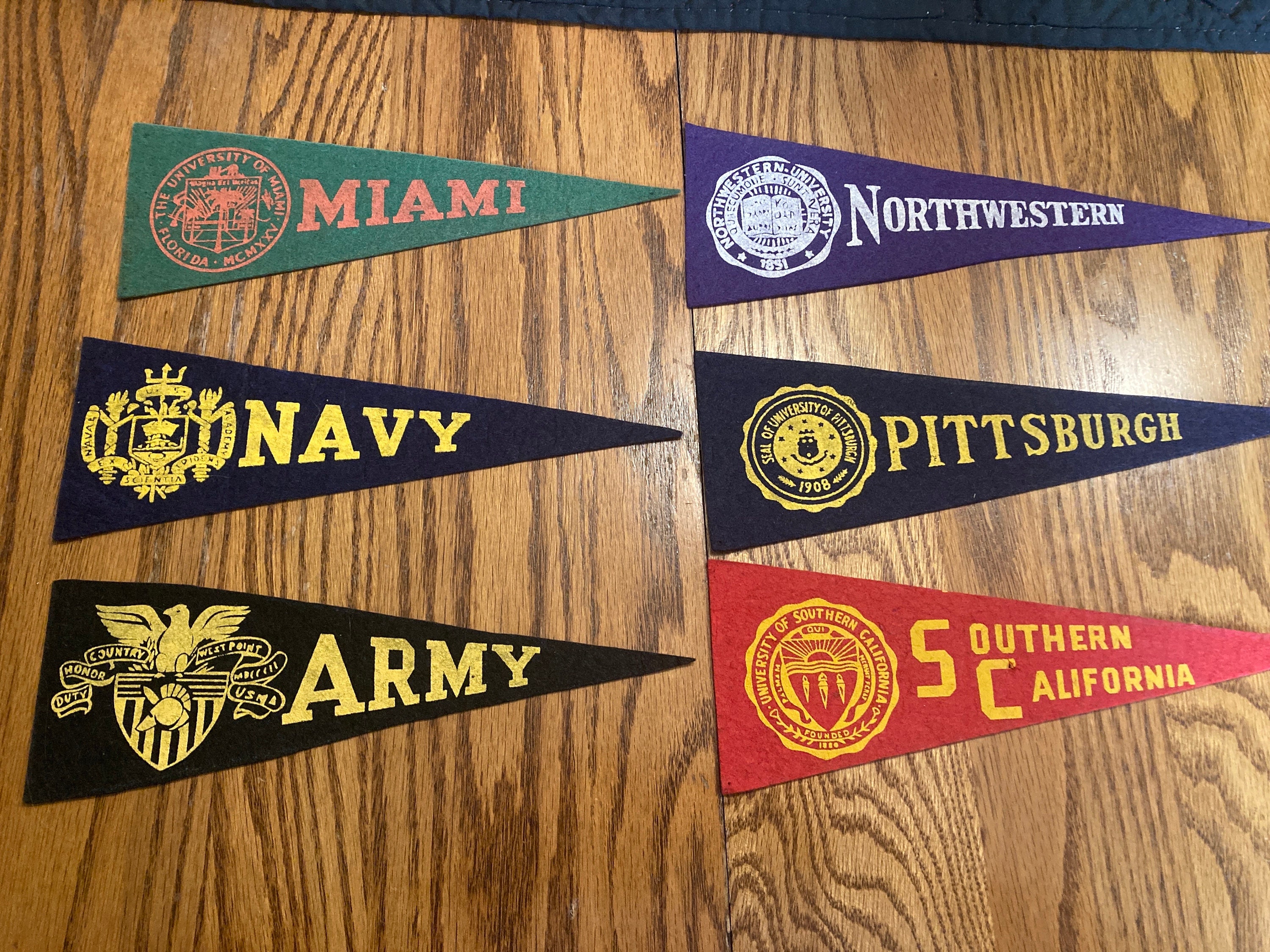 Vintage University Felt Pennants College Sports Decor - Etsy