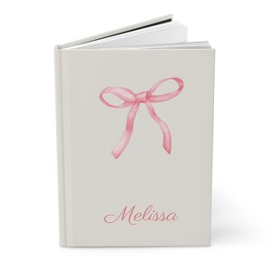 Coquette Notebook, Personalized Name Notebook, Custom Pink Bow Journal ...