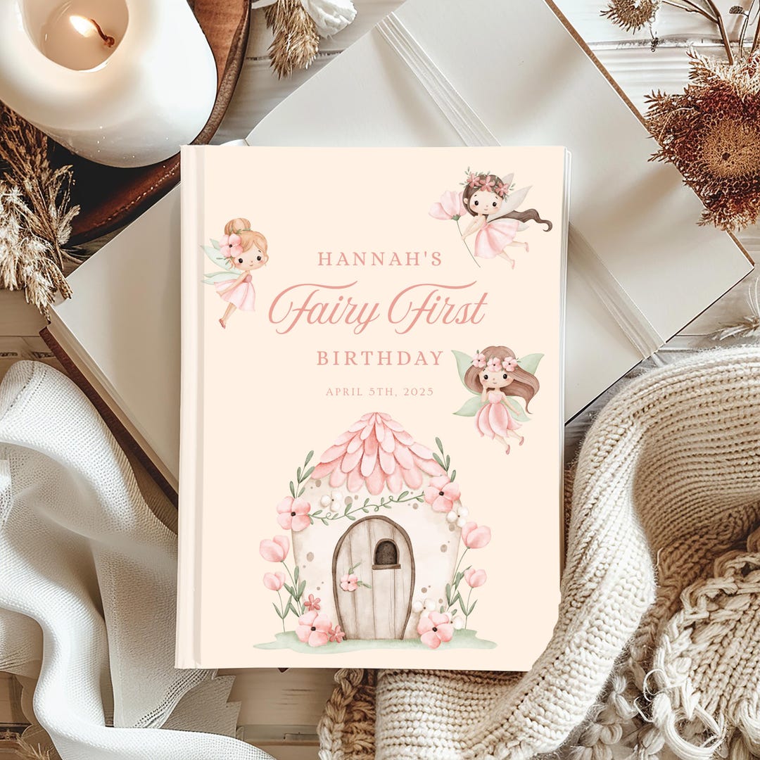 Fairy First Birthday Guest Book 1st Sign in Wishes for One Year Old ...