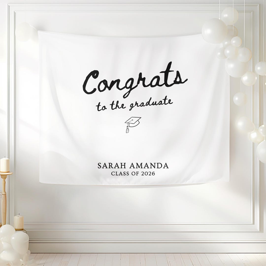 Custom Graduation Party Backdrop Personalized Congrats Grad Banner ...