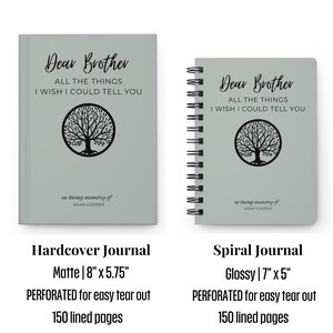 Loss of Brother Memorial Gift, Letters to My Brother Journal, Brother ...