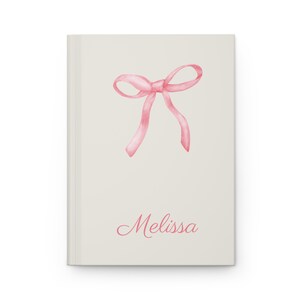 Coquette Notebook, Personalized Name Notebook, Custom Pink Bow Journal ...