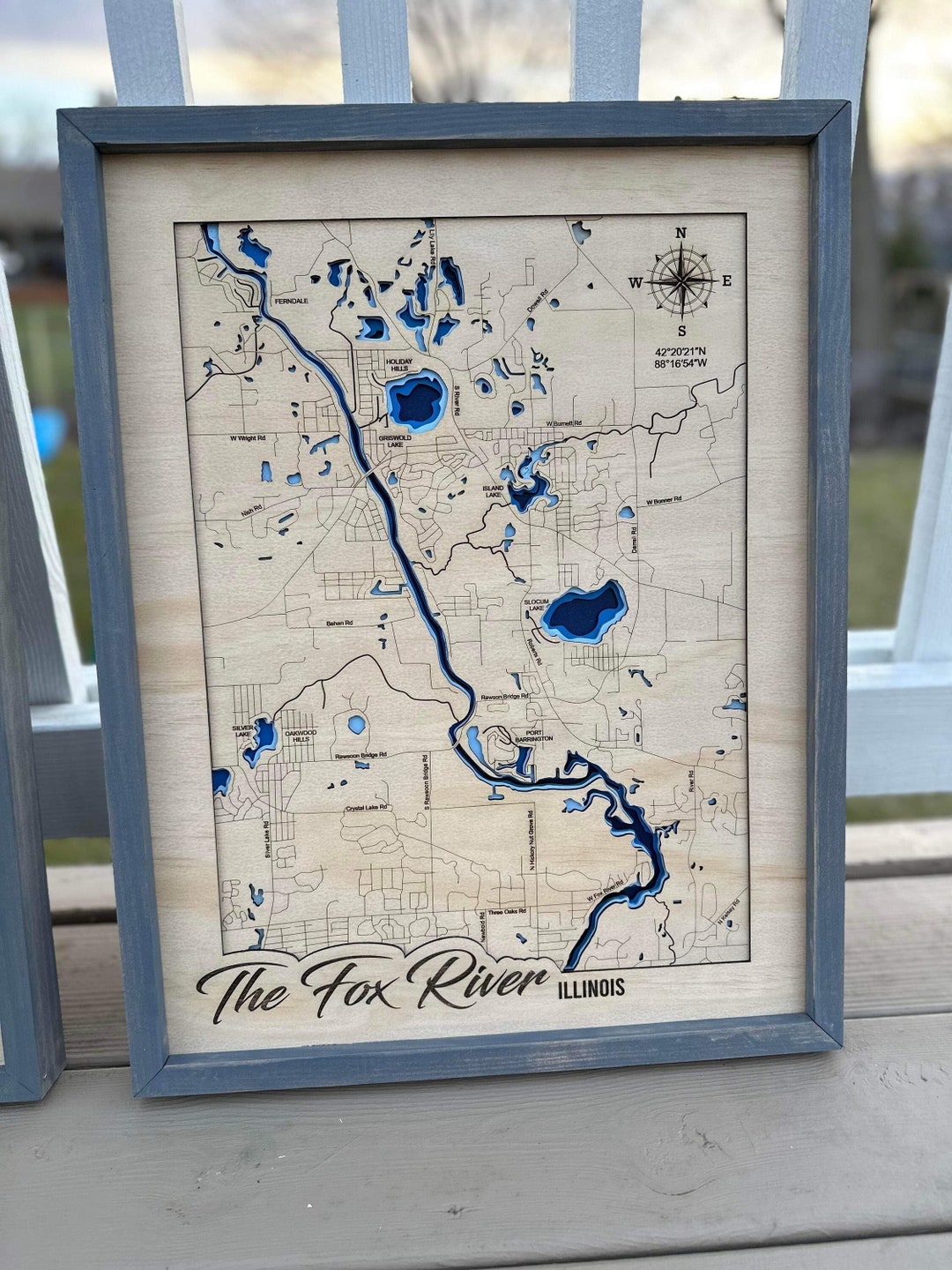 Fox River Illinois Svg File for Lasers, Lake Map Svg, Glowforge Map Svg ...