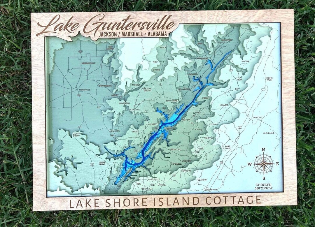 Lake Guntersville Svg File for Lasers, Topographic Map, Lake Map Svg ...