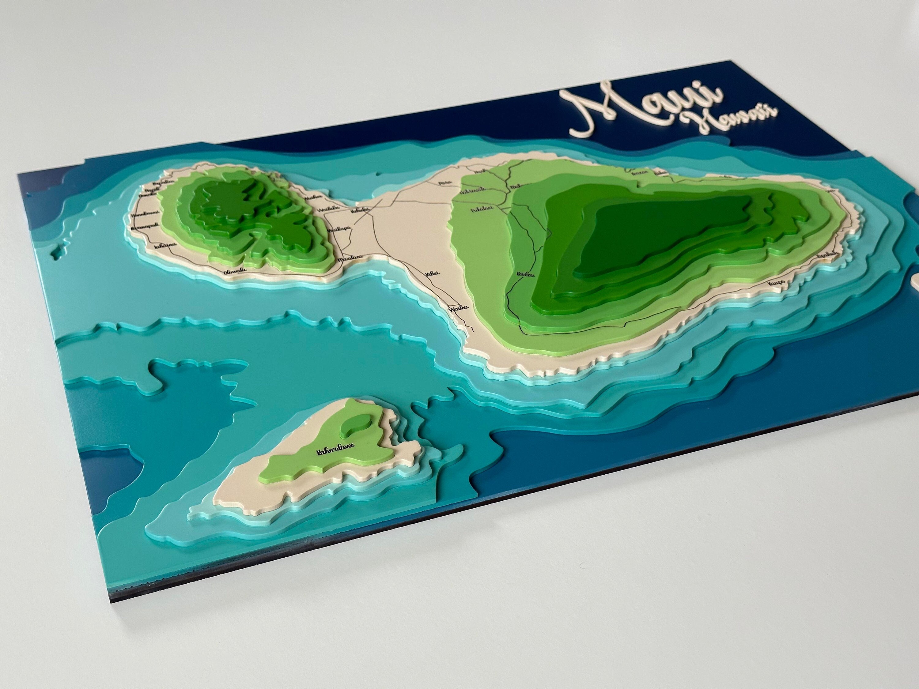Maui Map Svg File for Lasers, Topographic Map, Lake Map Svg, Glowforge ...
