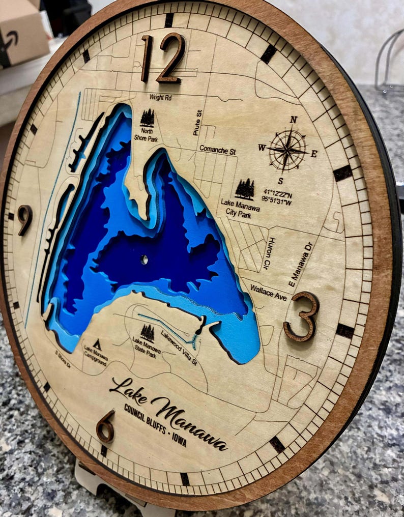Lake Manawa Clock Themed Svg File for Lasers,sailing Svg,adventure Map ...