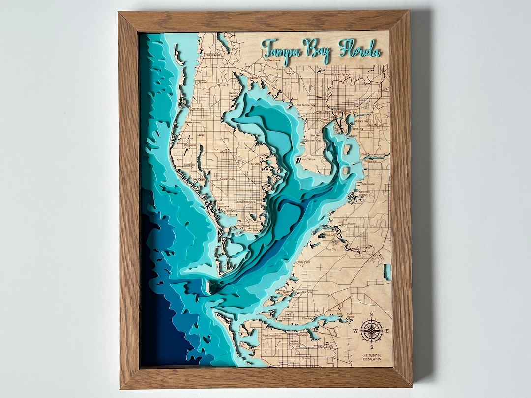 Tampa Bay Florida, Svg File for Lasers, Lake Map Svg, Birthday Gift Map ...