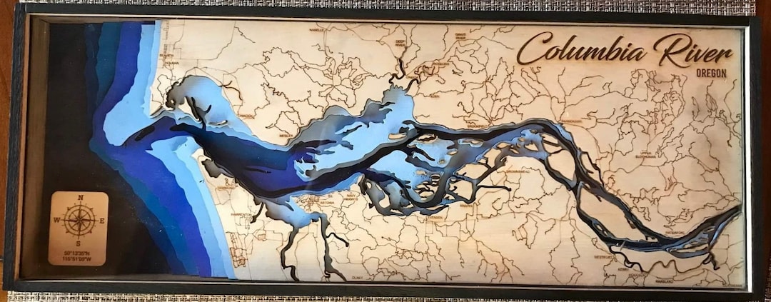 Columbia River Map Svg File for Lasers, Topographic Map, Lake Map Svg ...