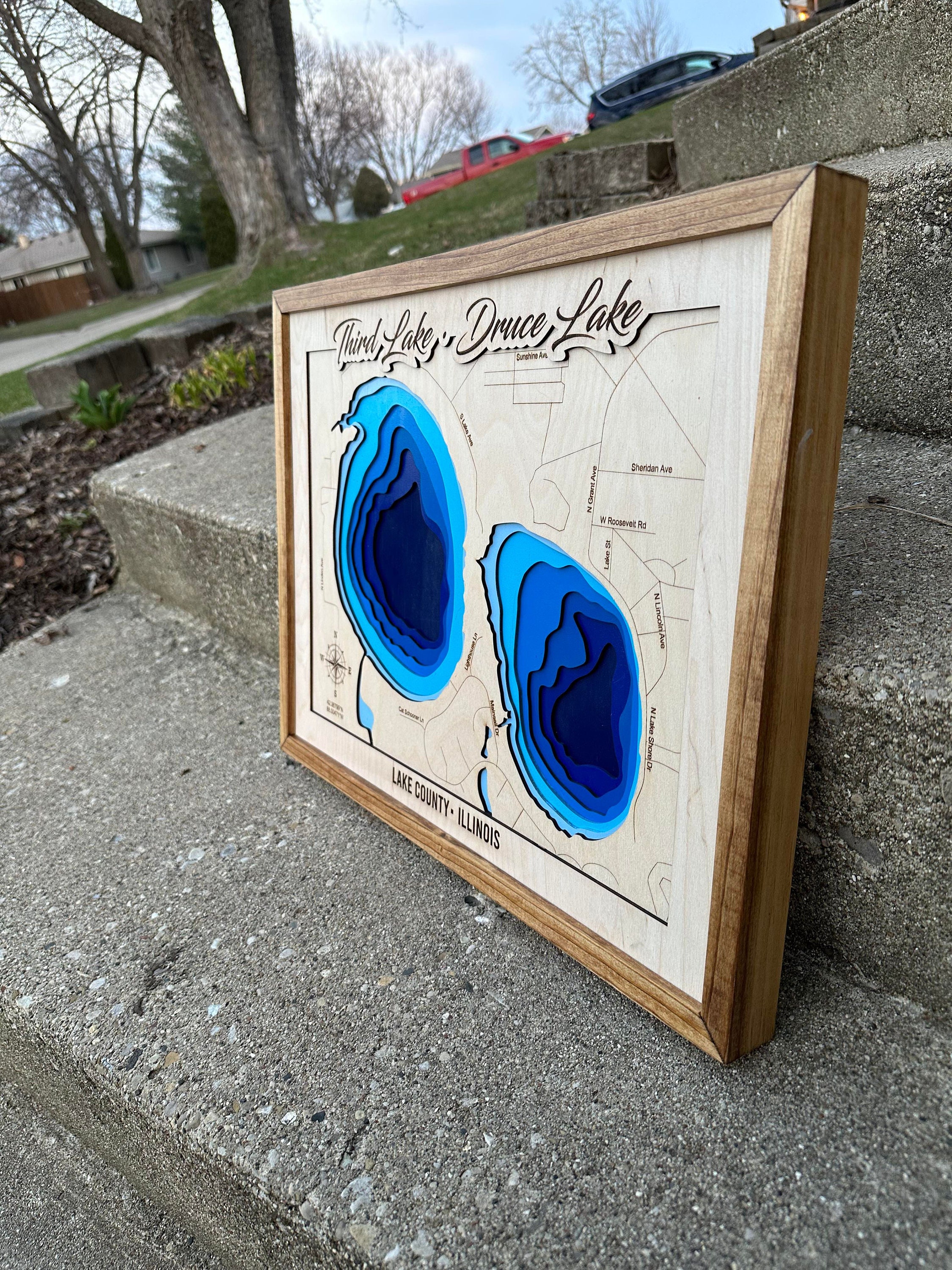 Third Lake/druce Lake Illinois Svg File for Lasers, Lake Map Svg ...