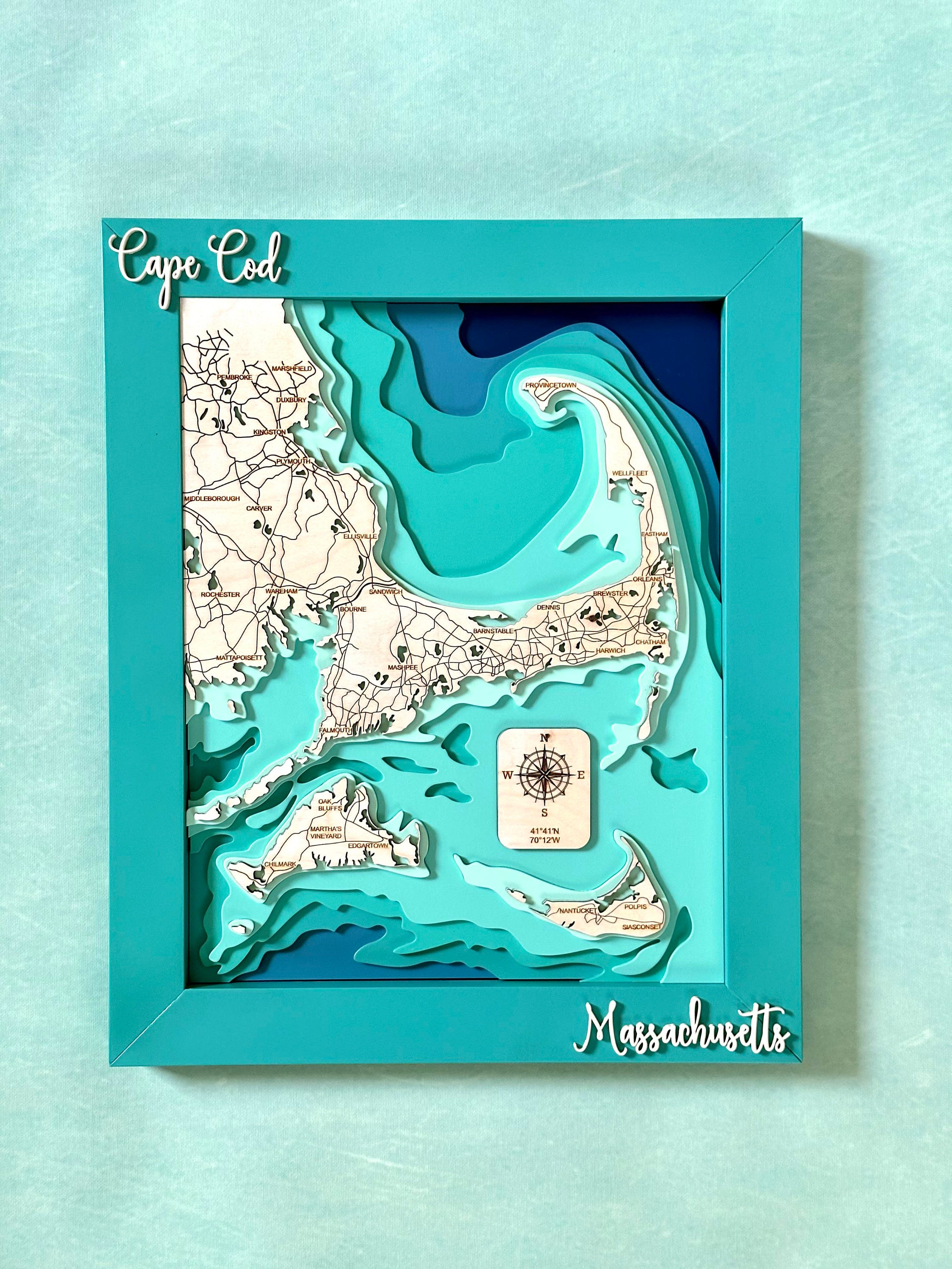 Cape Cod Massachusetts Svg File for Lasers, Lake Map Svg, Glowforge Map ...