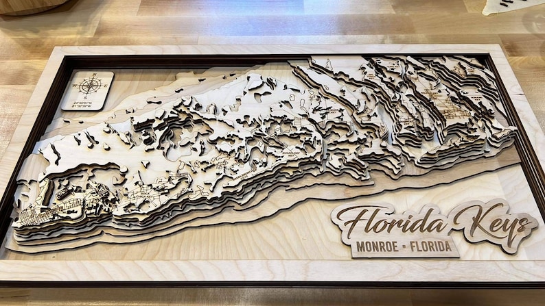 Florida Keys Svg, Lake Map Svg, Glowforge Svg File, Laser Cut Map Svg ...