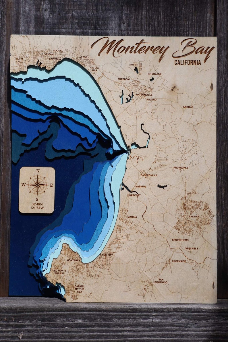 Monterey Bay California Svg File for Lasers Lake Map Svg - Etsy