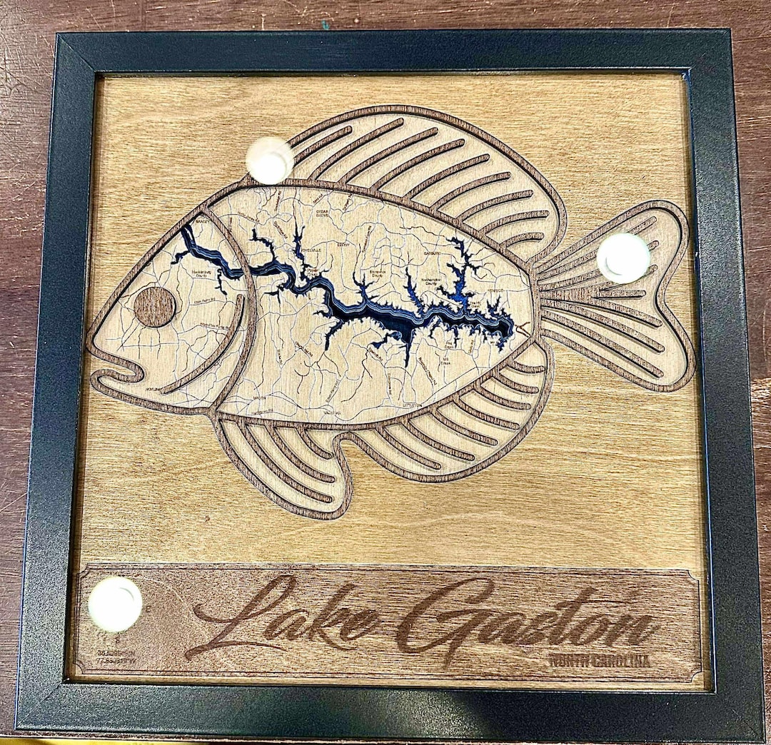 Fish Layout of Lake Gaston Map Svg File for Lasers, Lake Map Svg ...