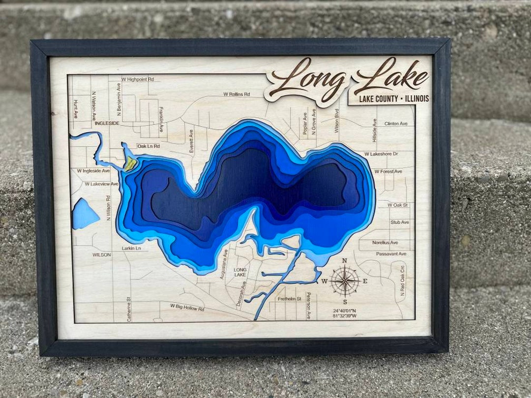 Long Lake ILLINOIS Svg File for Lasers, Lake Map Svg, Glowforge Map Svg ...