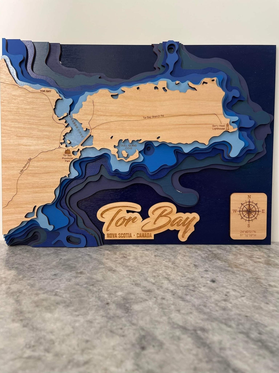 Tor Bay Canada Svg File for Lasers, Coastal Map Svg, Glowforge Map Svg ...