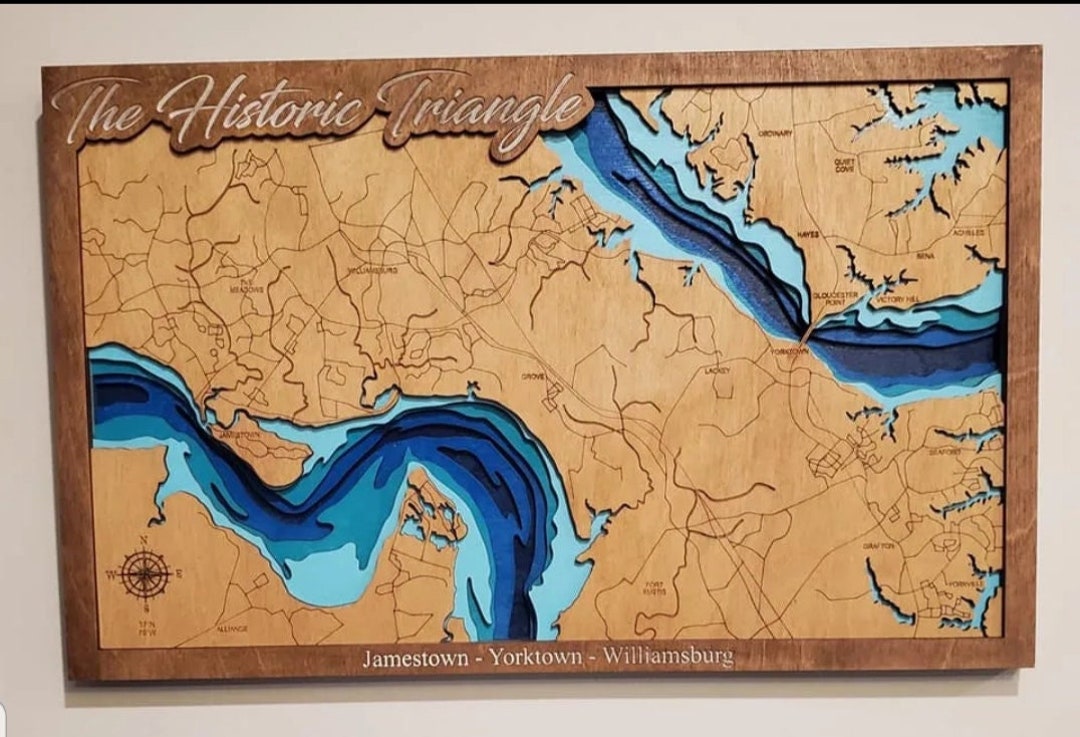VIRGINIA HISTORIC TRIANGLE Svg File for Lasers, Lake Map Svg, Glowforge ...