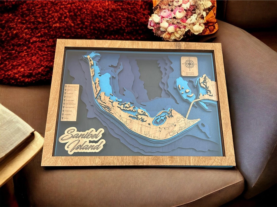 Sanibel Island Bathymetric Map SVG: Laser Cut File, Glowforge/xtool ...
