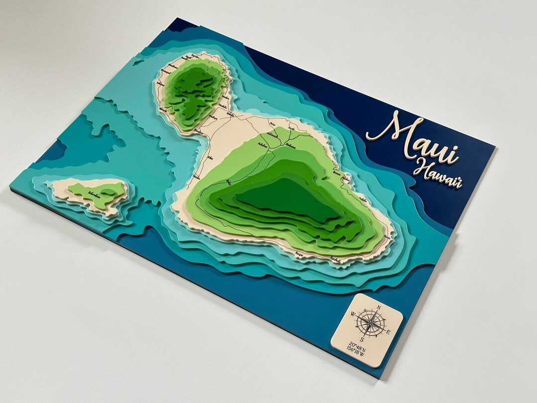 Maui Map Svg File for Lasers, Topographic Map, Lake Map Svg, Glowforge ...