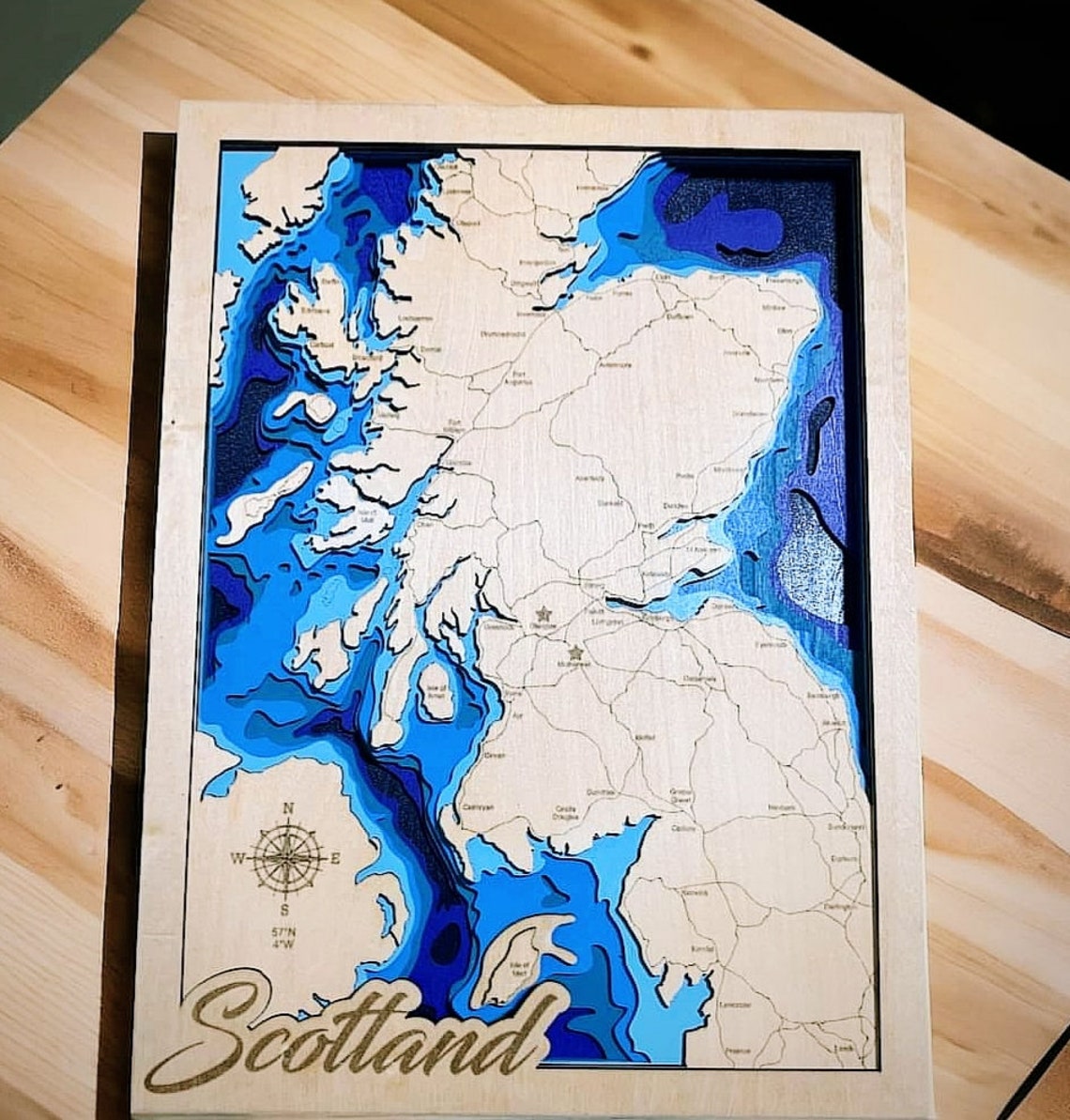 Scotland Map Svg, Lake Map Svg, Glowforge Map Svg,bathymetric Map, Lake ...