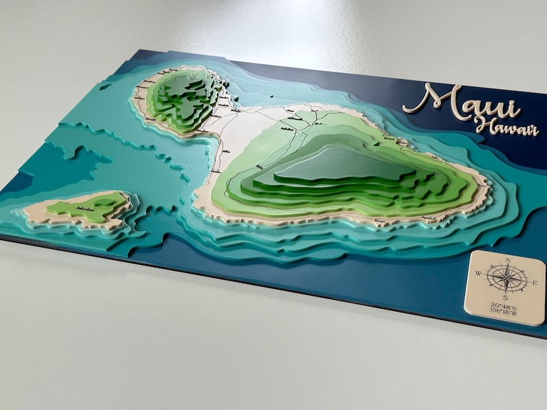 Maui Map Svg File for Lasers, Topographic Map, Lake Map Svg, Glowforge ...