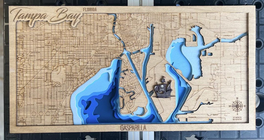 Tampa Bay Gasparilla, Florida, Svg File for Lasers, Lake Map Svg ...