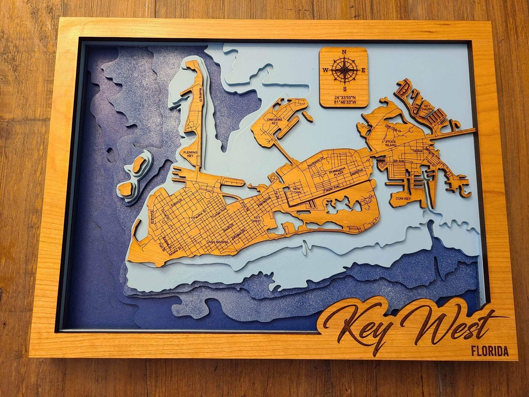Key West Florida Map Svg File for Lasers, Lake Map Svg, Glowforge Map ...