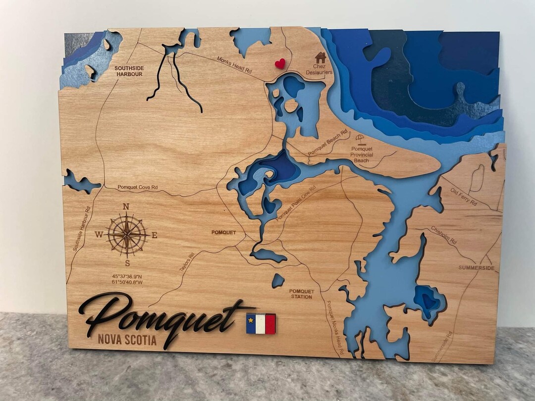Pomquet Canada Svg File for Lasers, Coastal Map Svg, Glowforge Map Svg ...