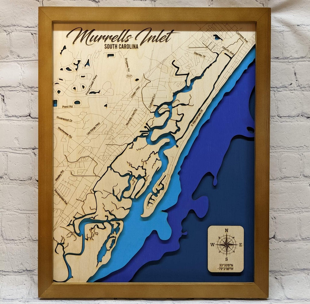 Murrells Inlet Map Svg, Lake Map Svg, Bathymetic Map Svg, Laser Map Cut ...