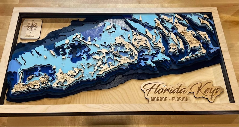 Florida Keys Svg, Lake Map Svg, Glowforge Svg File, Laser Cut Map Svg ...