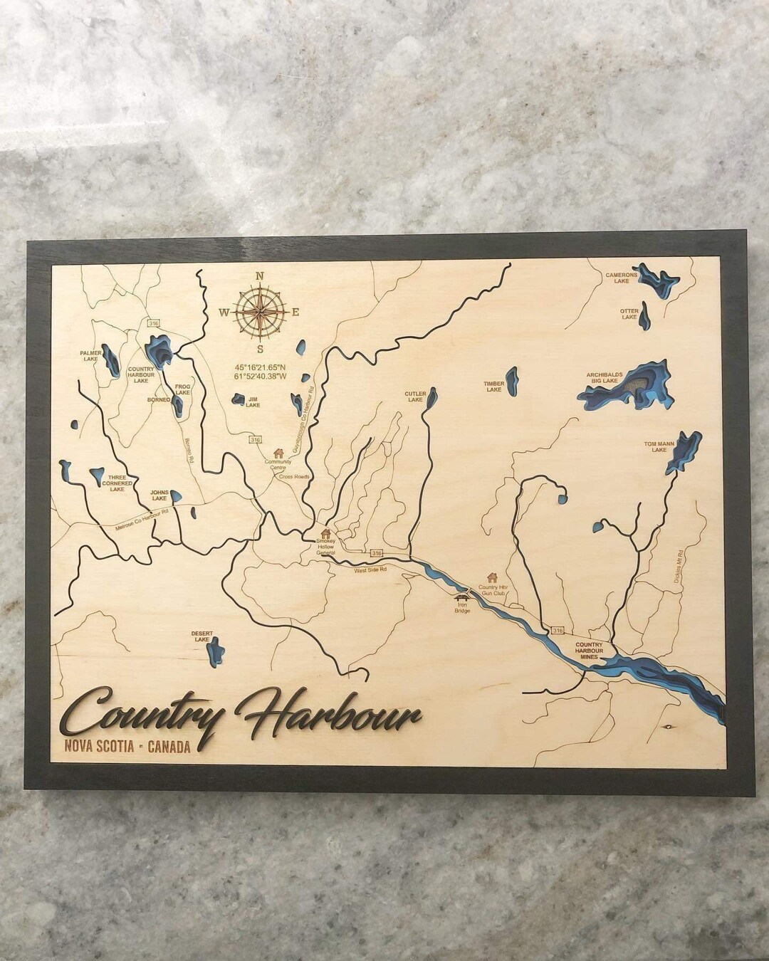 Country Harbor Depth Map Svg, Realtor Gifts, Christmas Gift Svg, Laser ...
