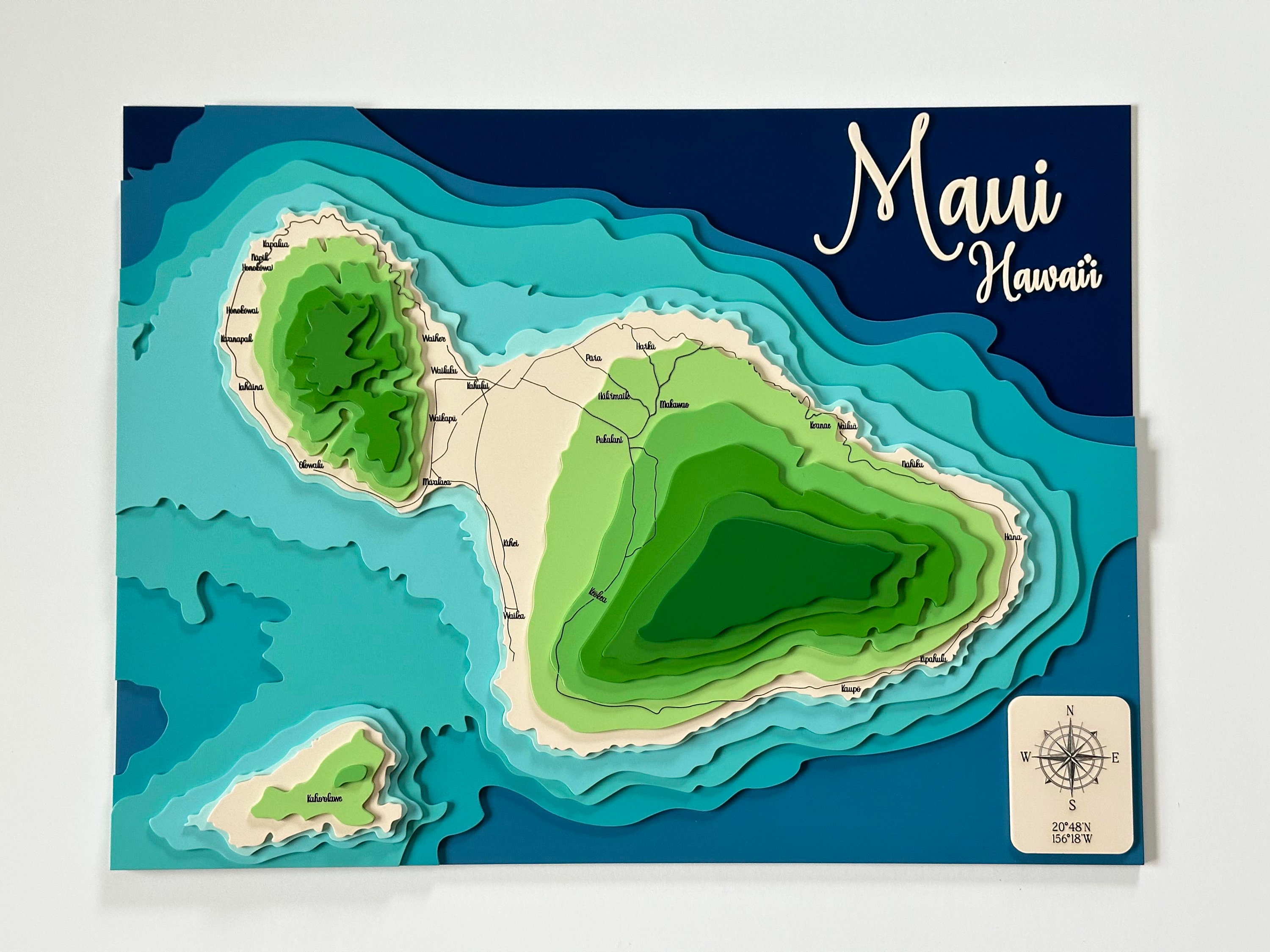 Maui Map Svg File for Lasers, Topographic Map, Lake Map Svg, Glowforge ...