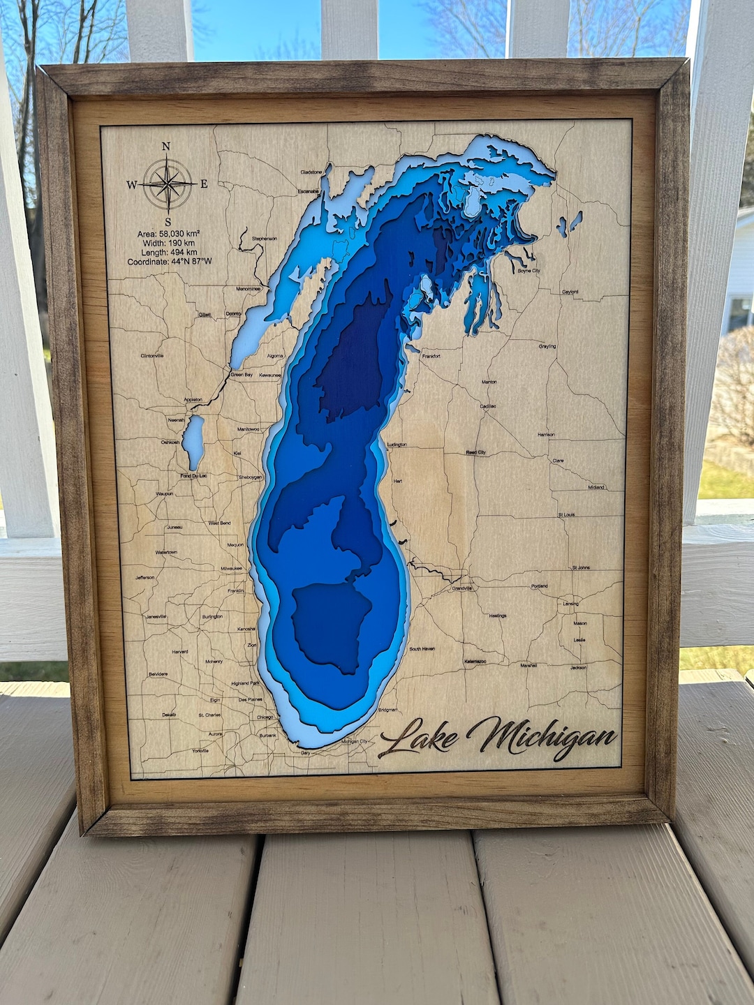 Lake Michigan Svg File for Lasers, Lake Map Svg, Glowforge Map Svg ...