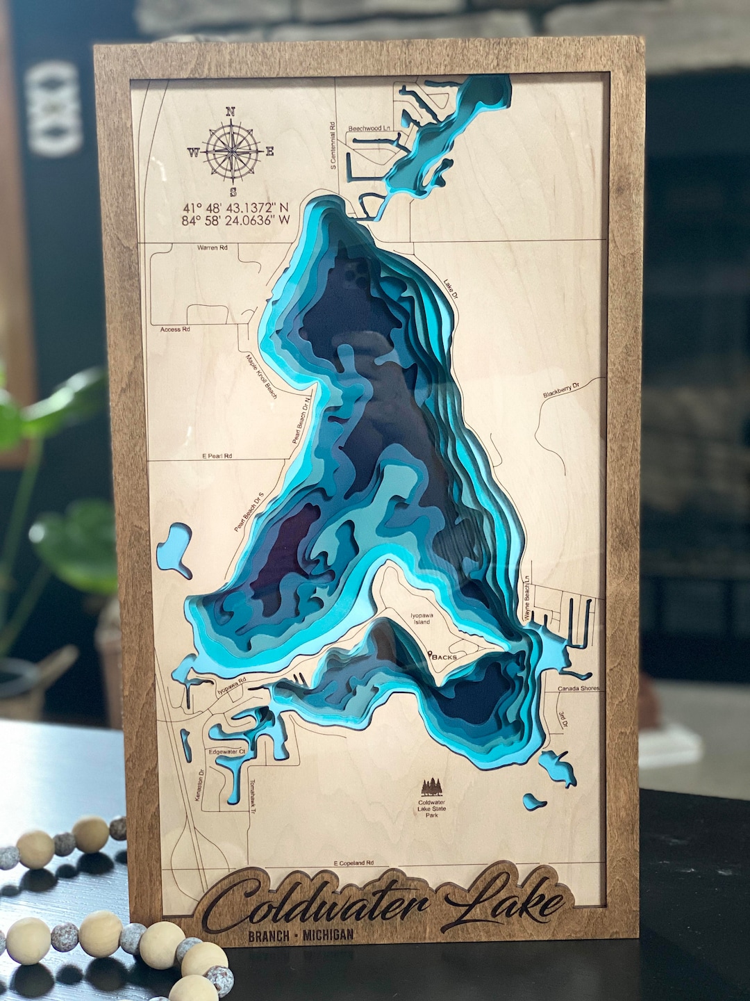 Coldwater Lake Michigan Svg File for Lasers, Lake Map Svg, Glowforge ...