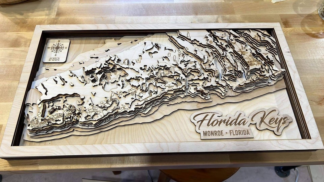 Florida Keys Svg, Lake Map Svg, Glowforge Svg File, Laser Cut Map Svg ...