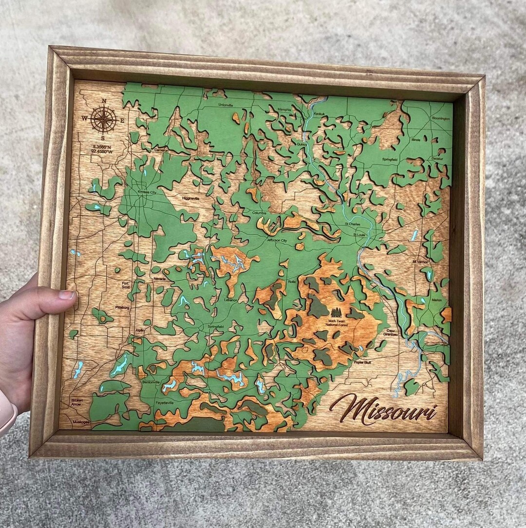 Digital (svg File) of Missouri, Topographic Map Svg, Glowforge Lake Map ...