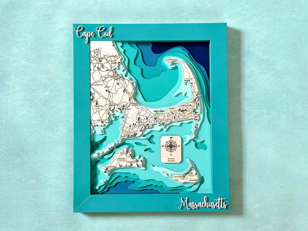 Cape Cod Massachusetts Svg File for Lasers, Lake Map Svg, Glowforge Map ...