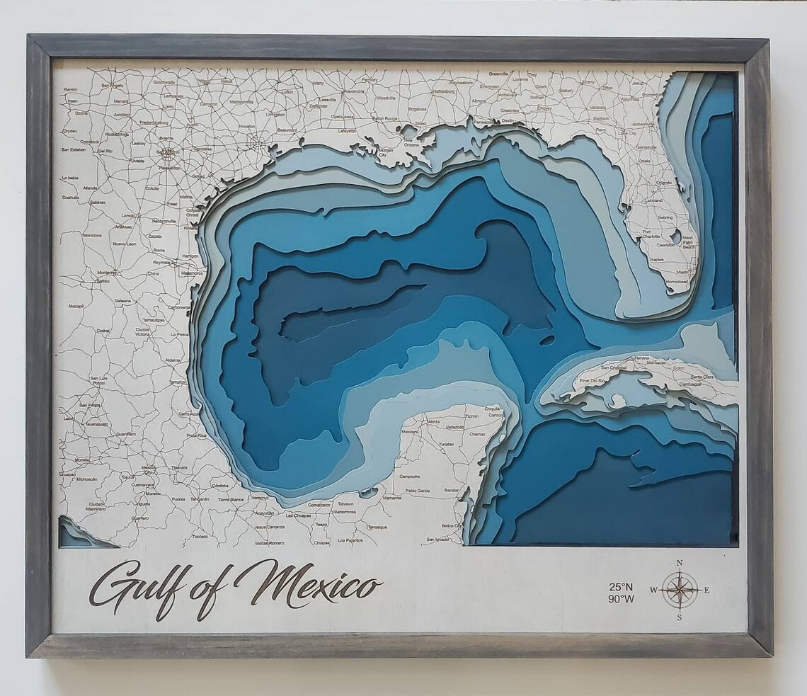 Gulf of Mexico Map Svg File,lake Svg, Glowforge Lake Map Svg, Laser Cut ...